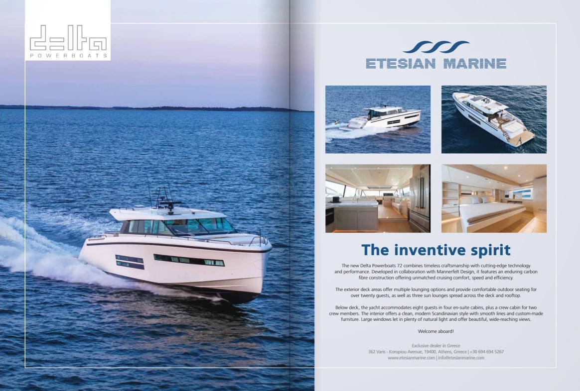New Delta 72 artwork advertisement – Etesian Marine
